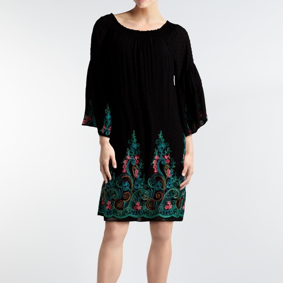 Robbie Bee | Dresses | Robbie Bee Boho Off Shoulder Embroidered Dress ...